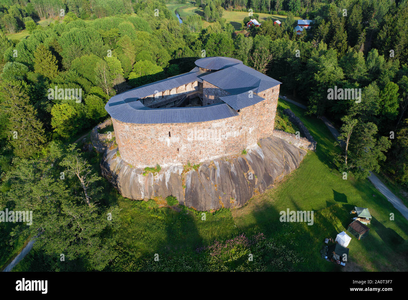 Medieval castle Raseborg in the summer landscape (aerial photography ...