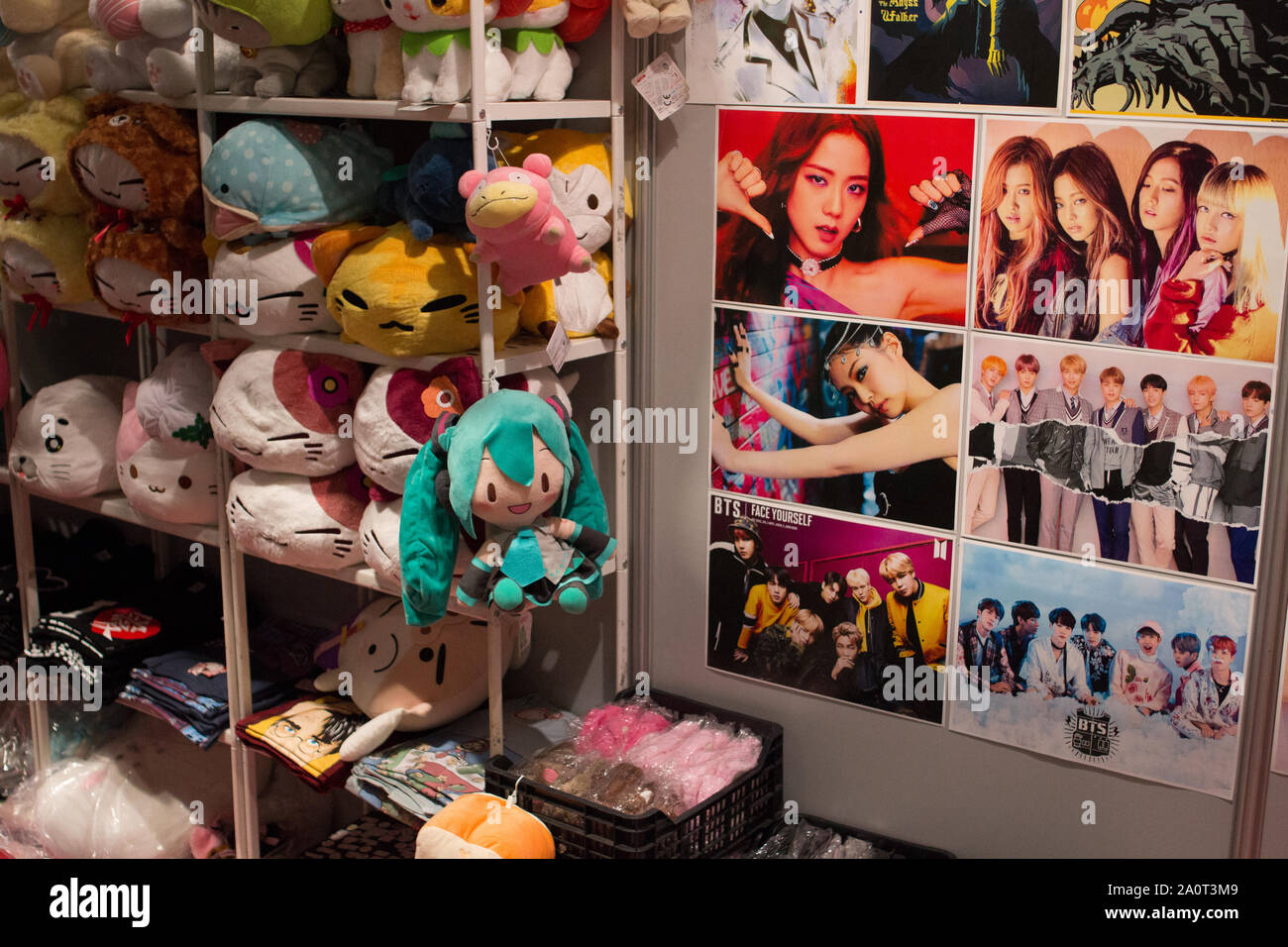 Madrid, Spain. 21st Sep, 2019. A plush of Hatsune Miku (C).Teens of ...