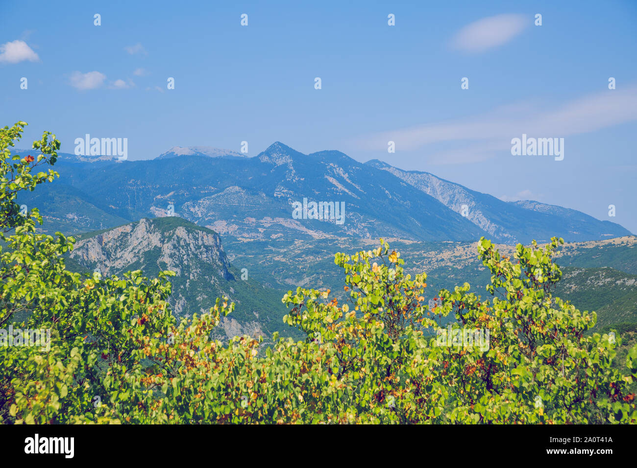 Greek Republic. Fields and mountains, grass and trees. In the distance ...