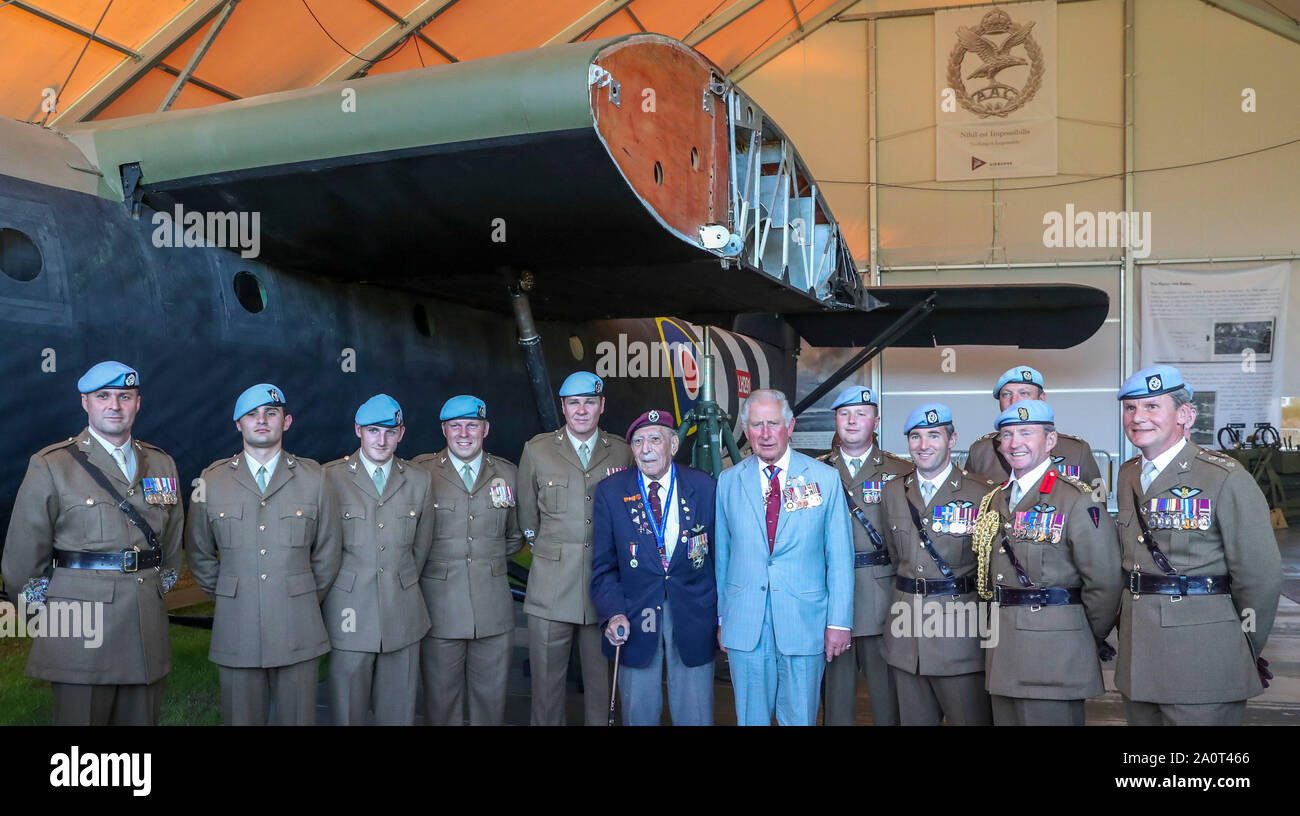 Prince Charles stands with former gilder pilot Frank Ashleigh and ...