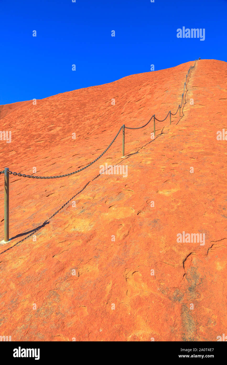 Uluru, Northern Territory, Australia - Aug 23, 2019: safety chain, 138 ...