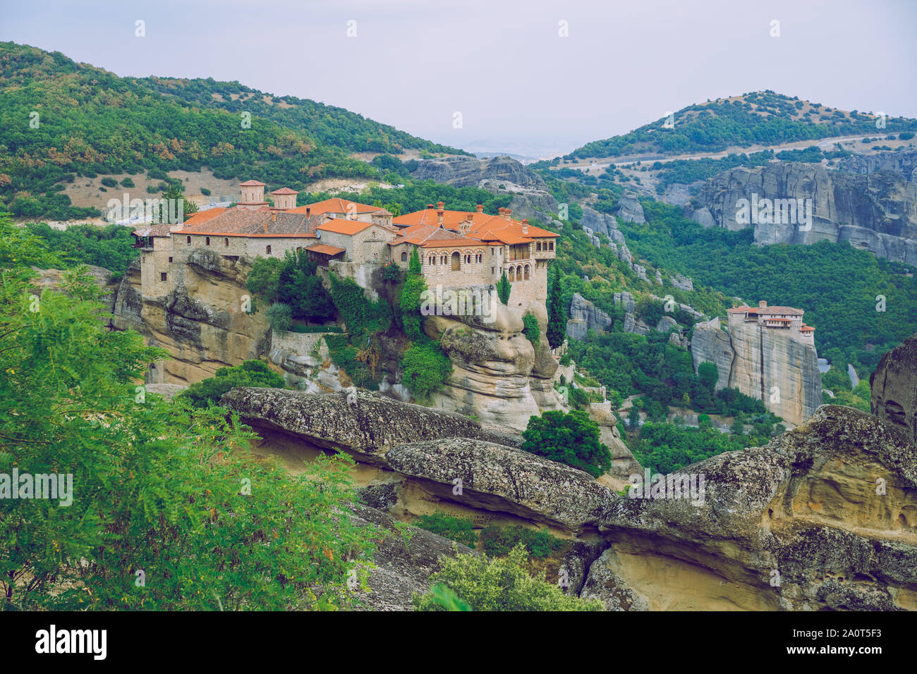 City Meteora, Greek Republic. Mountains and places of worship, church ...