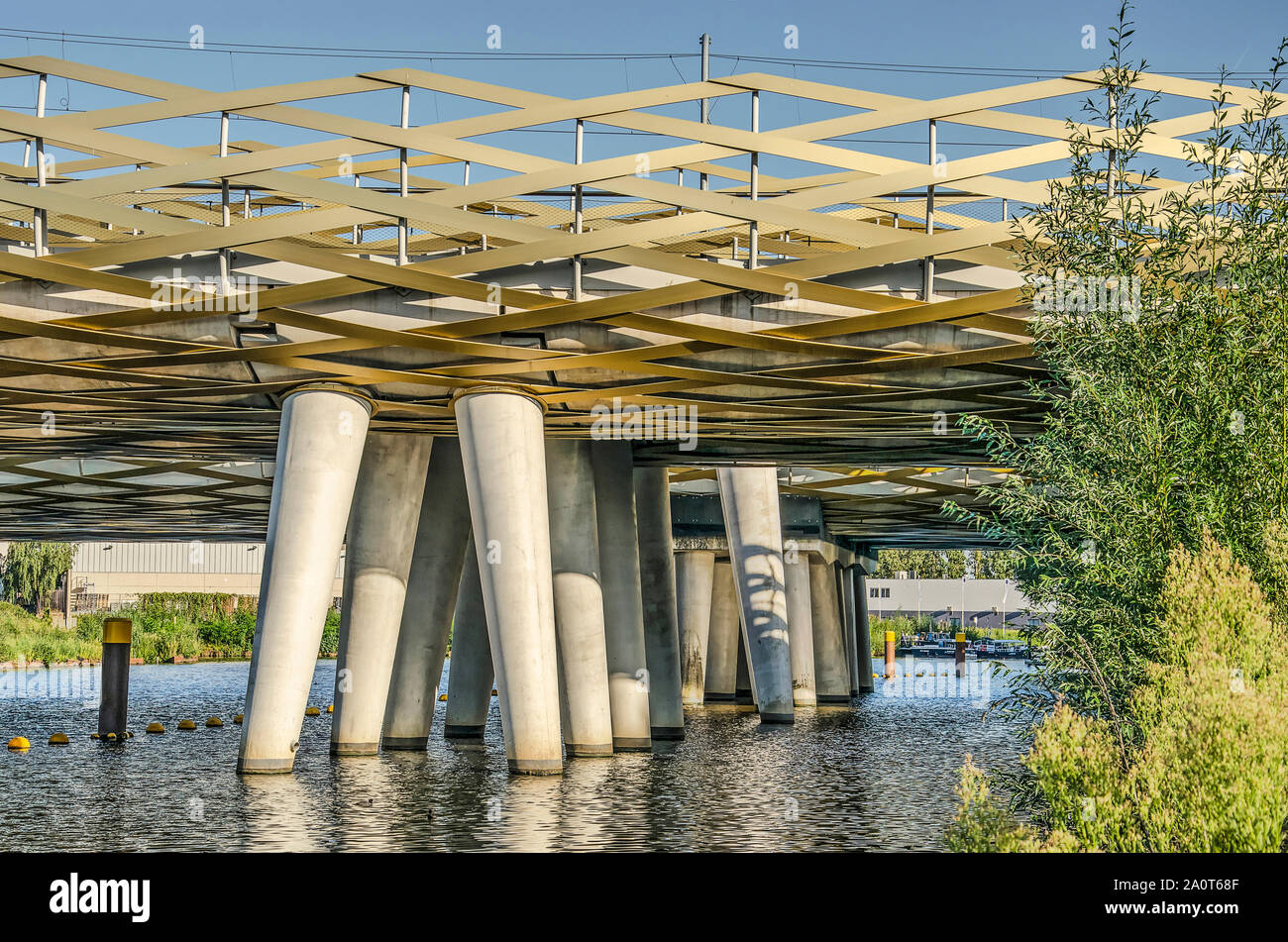 Den Bosch, The Netherlands, September 20, 2019: view along the Dieze ...