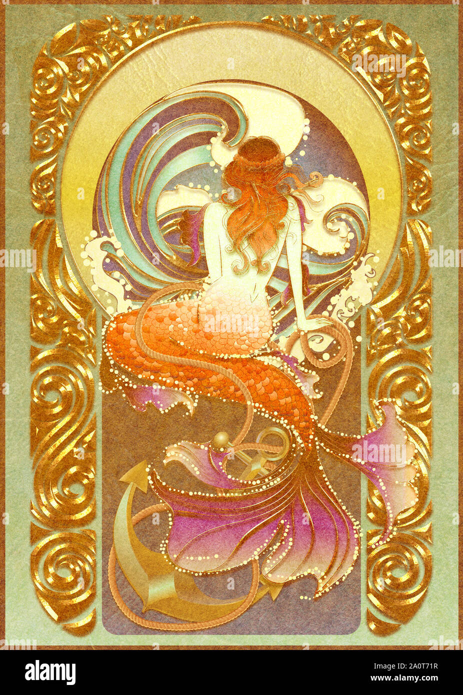 Mermaid Art Nouveau FRAMED Print Art Deco Art Nouveau Art Mermaid