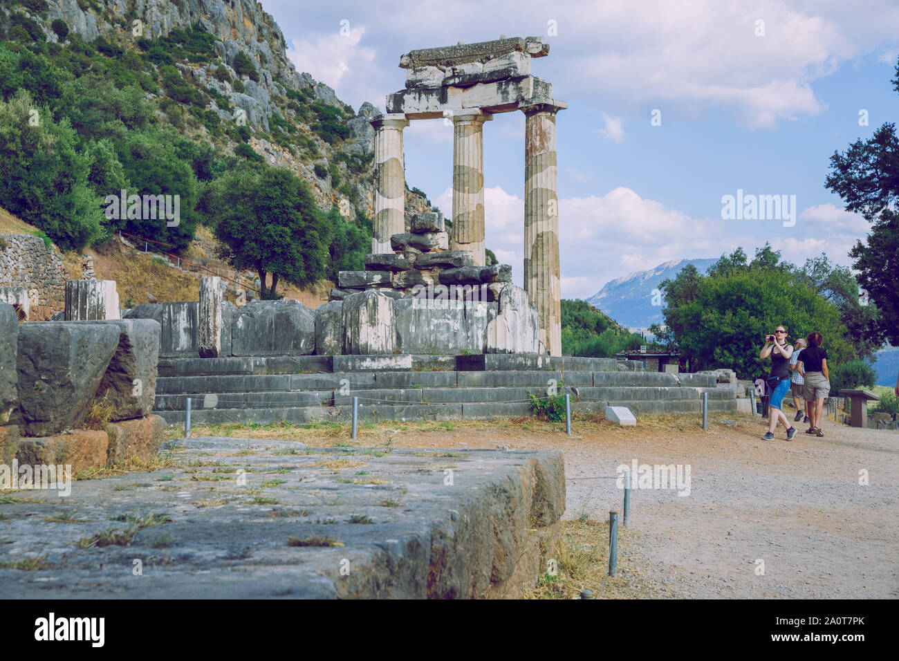City Delphi. Greek Republic. Ancient Greek ruins and columns from ...