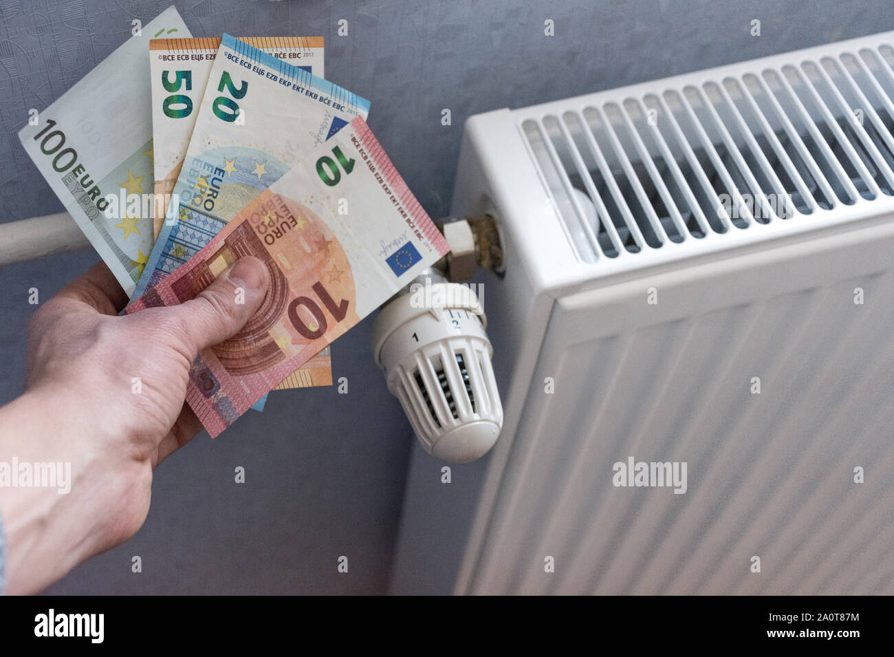 Energy efficiency concept with radiator and euro currency – the cost of ...