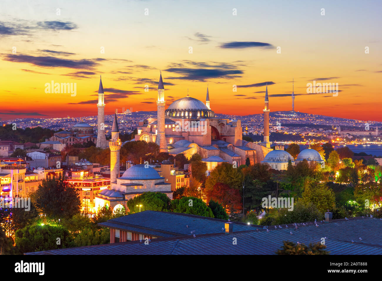 Hagia Sophia in the colorful sunset, Istanbul, Turkey Stock Photo - Alamy
