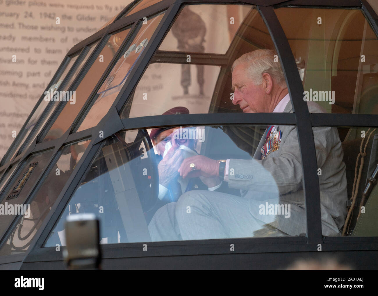 The Prince of Wales (right) talks to gilder pilot Frank Ashleigh during ...