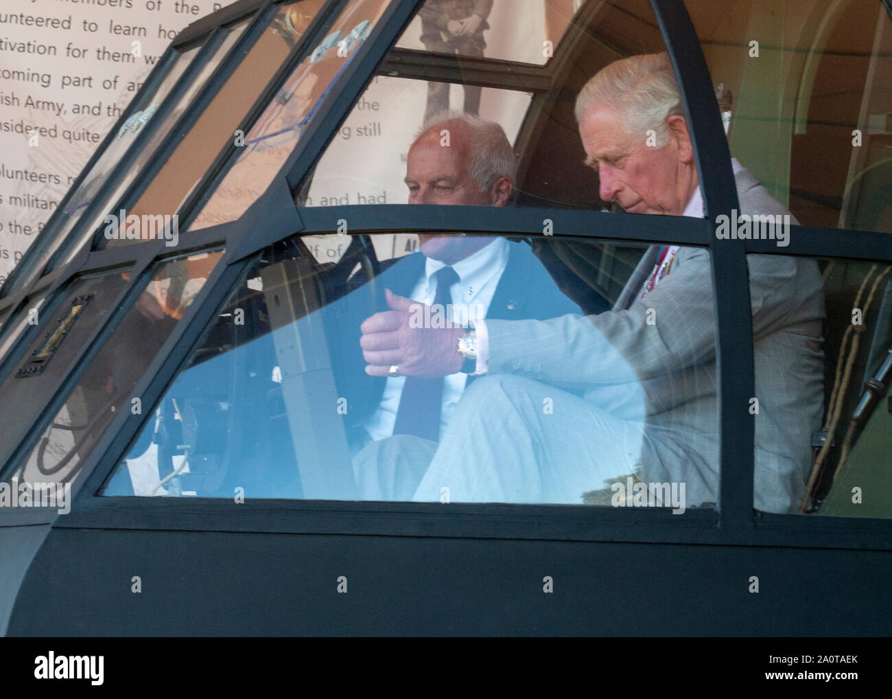 The Prince of Wales (right) talks to gilder pilot Frank Ashleigh during ...
