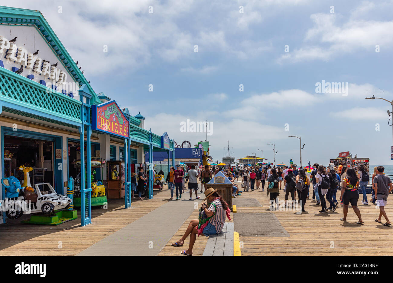 Santa Monica, Los Angeles California USA. May 31, 2019. Tourists ...