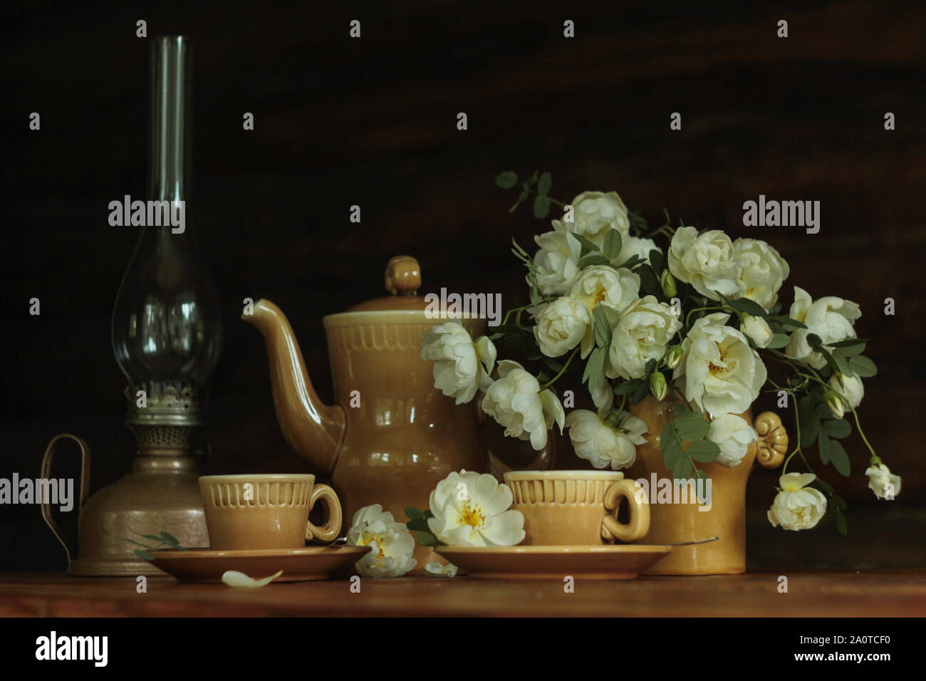 Beautiful still life coffee roses hi-res stock photography and images ...