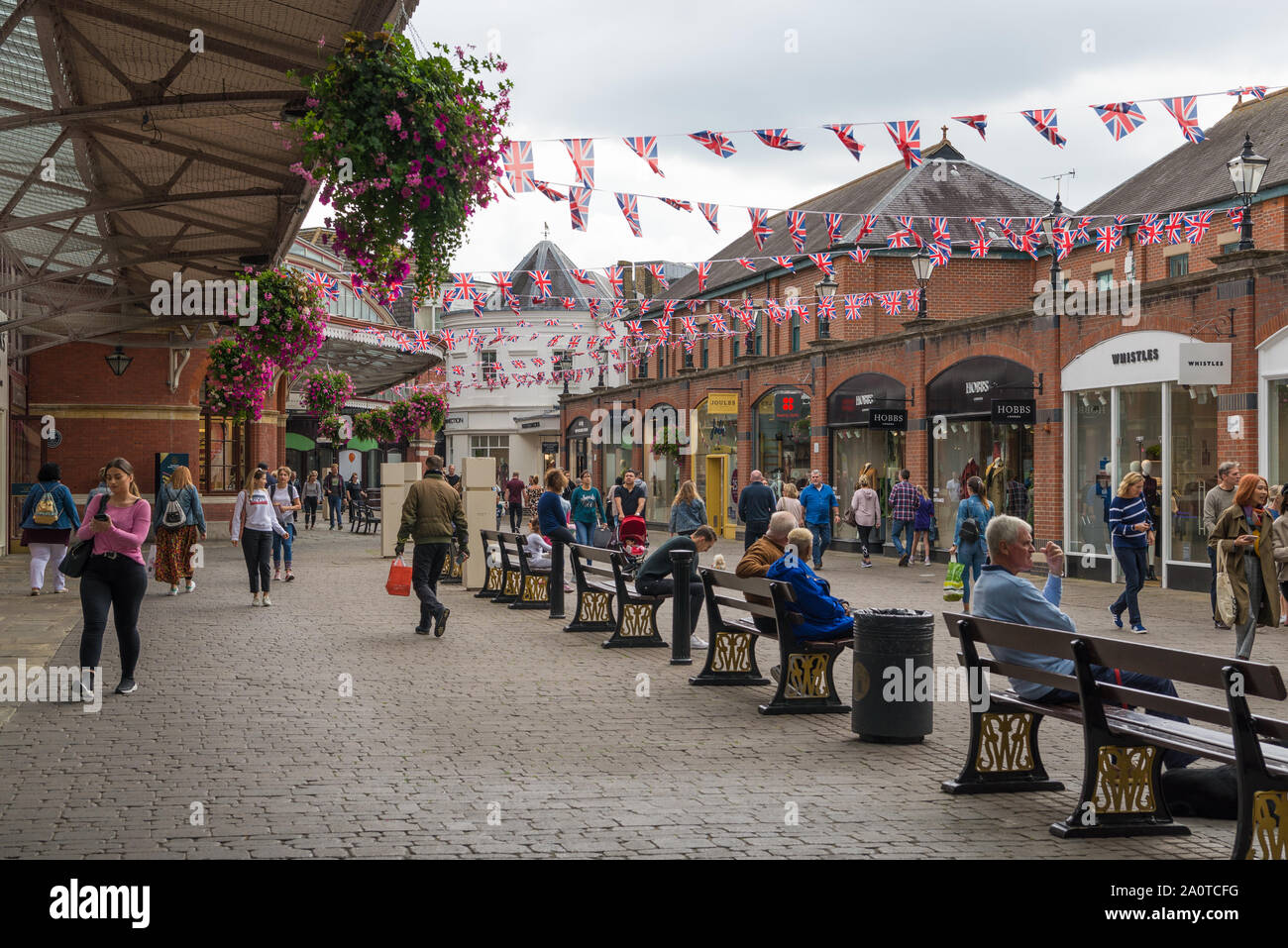 People out and about in Windsor Yards in Royal Windsor Station, England ...