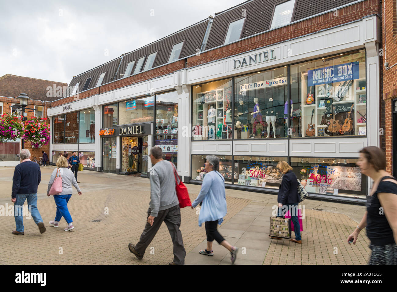 People out and about in Windsor town centre walking in Bridgewater Way ...