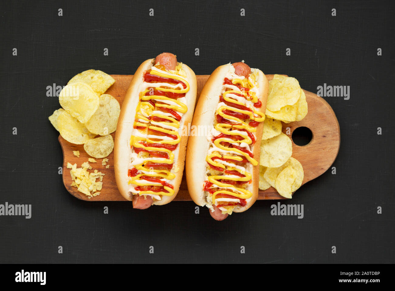 Homemade colombian hot dogs with pineapple sauce, yellow mustard and ...