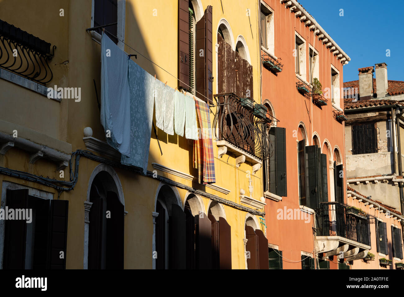 Washing hanging from line hi-res stock photography and images - Alamy