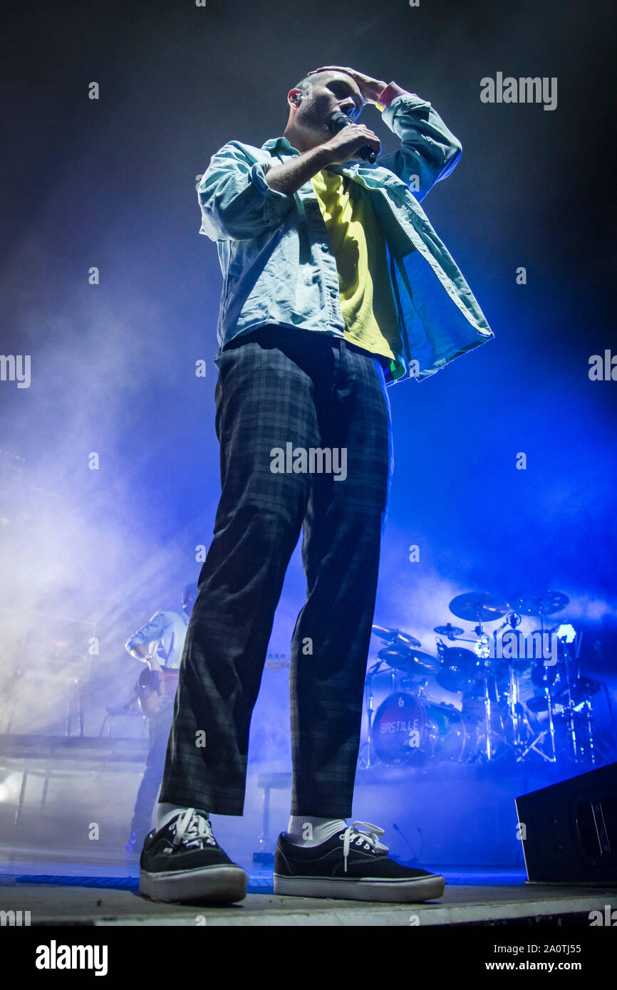 Lead singer of British Indie pop band, Bastille, Dan Smith performs a ...