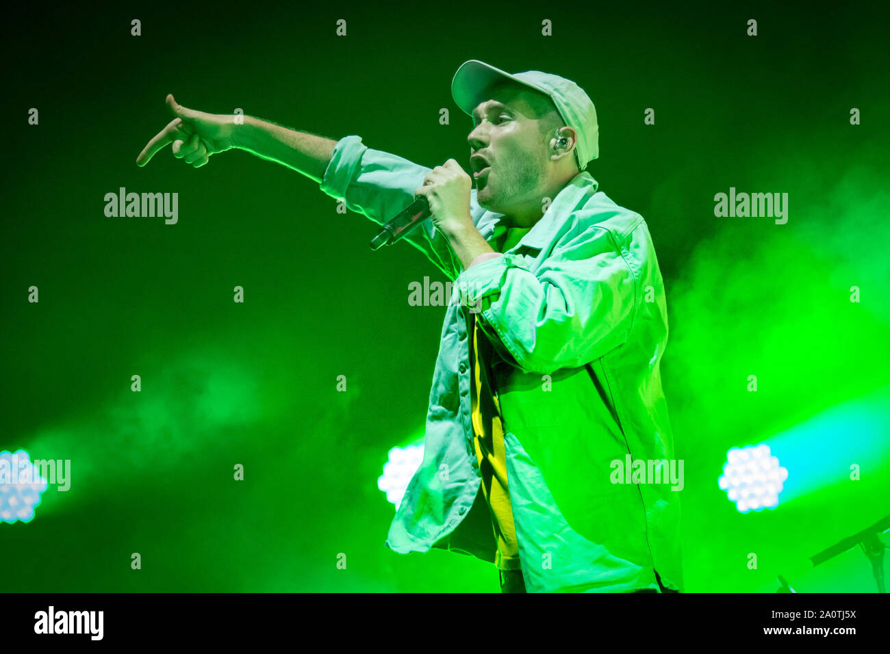 Lead singer of British Indie pop band, Bastille, Dan Smith performs a ...