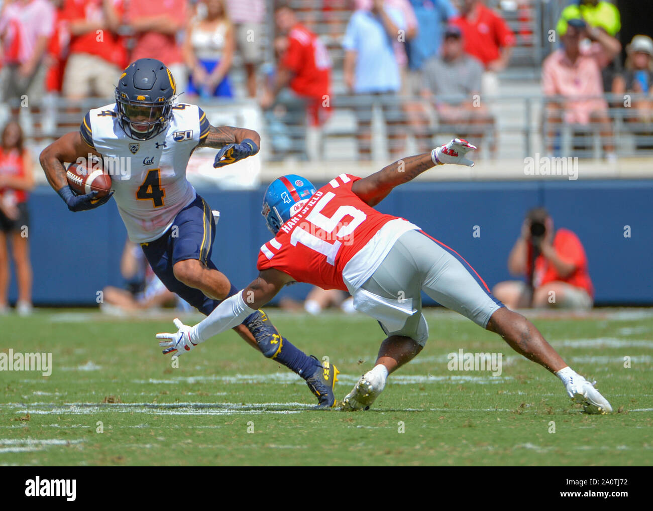 Oxford, MS, USA. 21st Sep, 2019. California wide receiver, Nikko ...