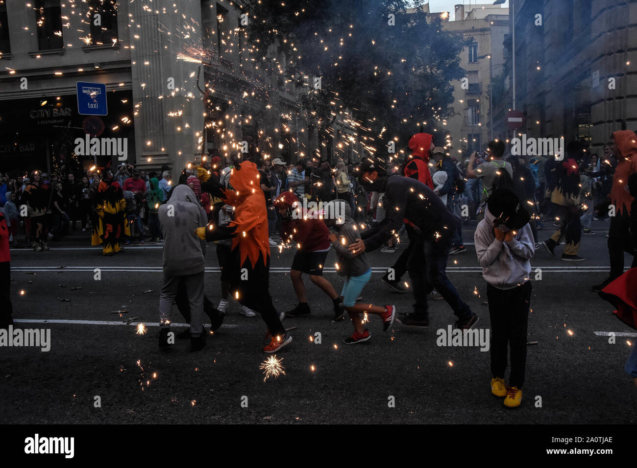 Barcelona, Catalunya, Spain. 22nd Sep, 2019. Beasts of fire and gangs ...