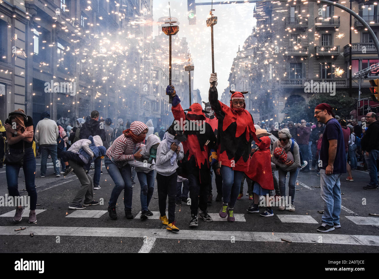 Barcelona, Catalunya, Spain. 22nd Sep, 2019. Beasts of fire and gangs ...