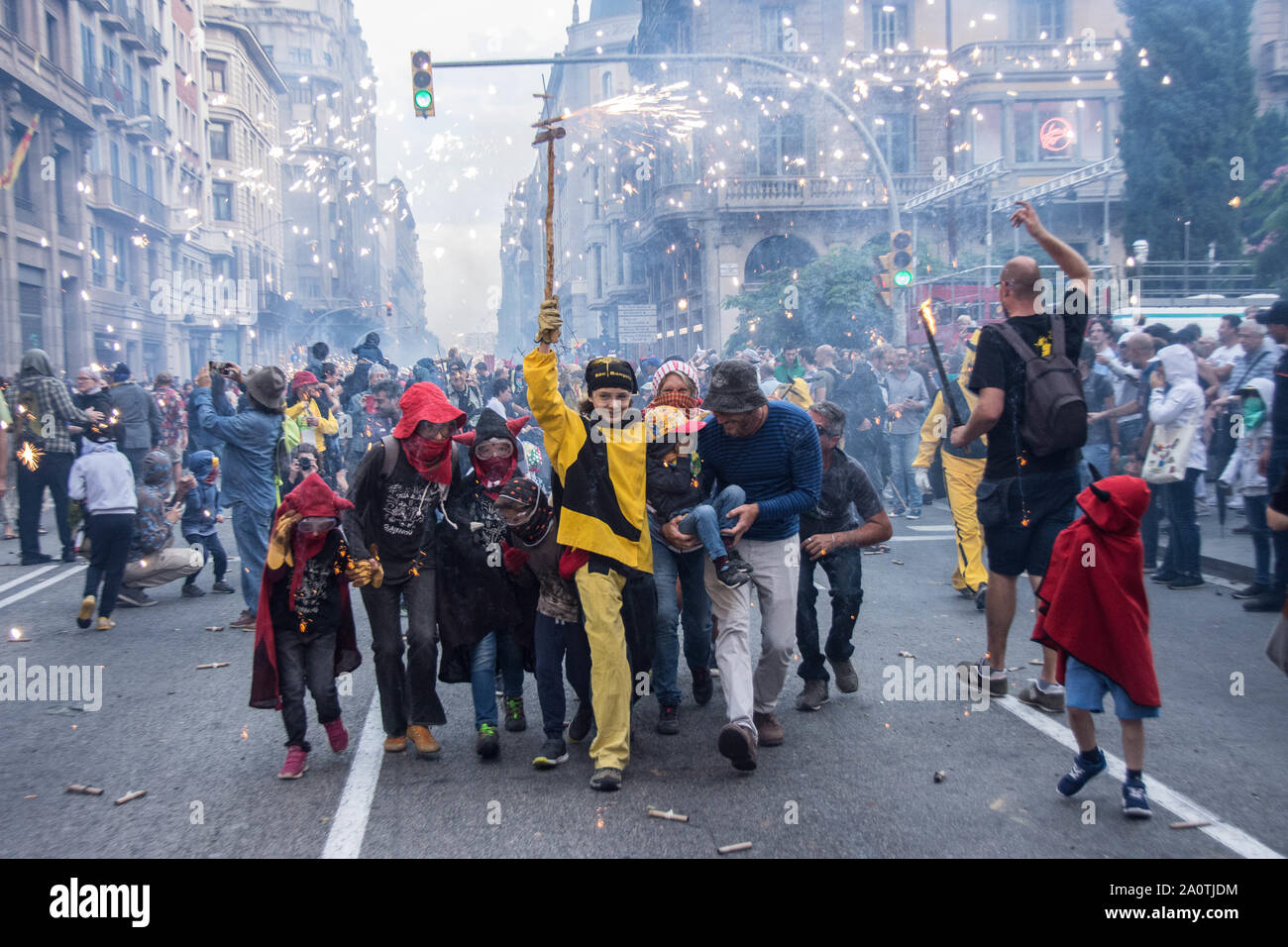 Barcelona, Catalunya, Spain. 22nd Sep, 2019. Beasts of fire and gangs ...