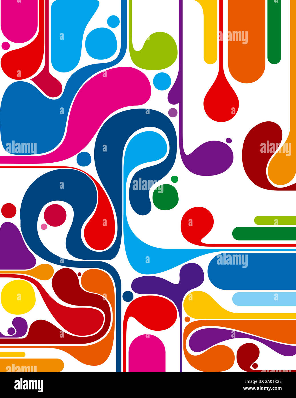 Background of abstract fluid-like colored shapes. Paint like driping ...