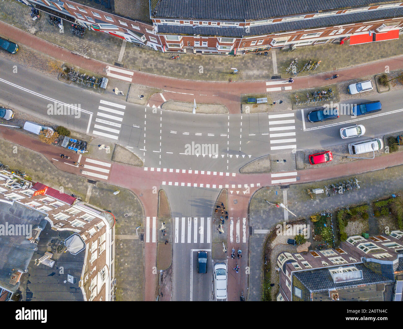 aerial view of City road intersection in urban neighborhood Stock Photo ...