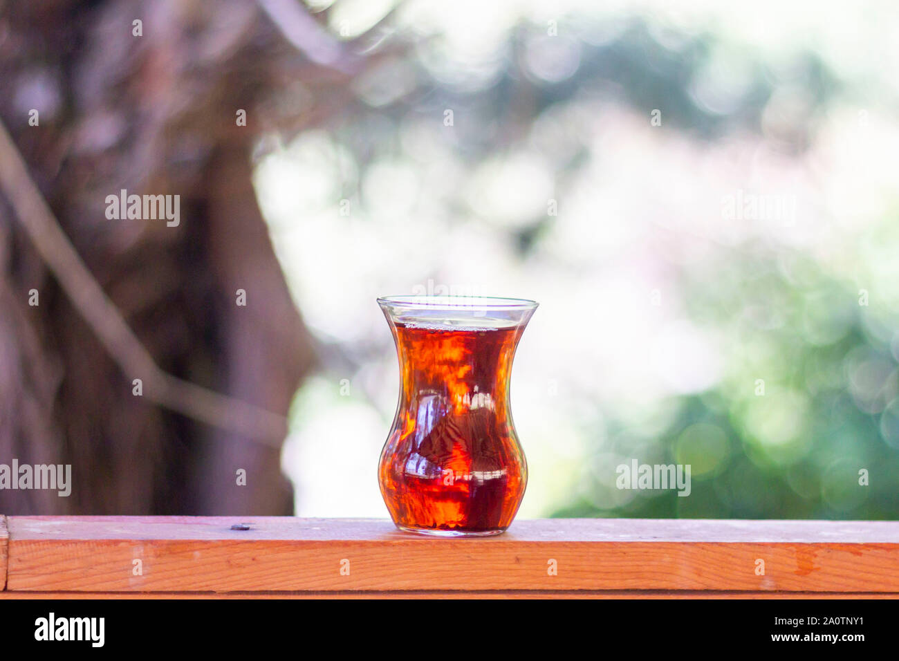 Turkish tea against green nature Stock Photo - Alamy