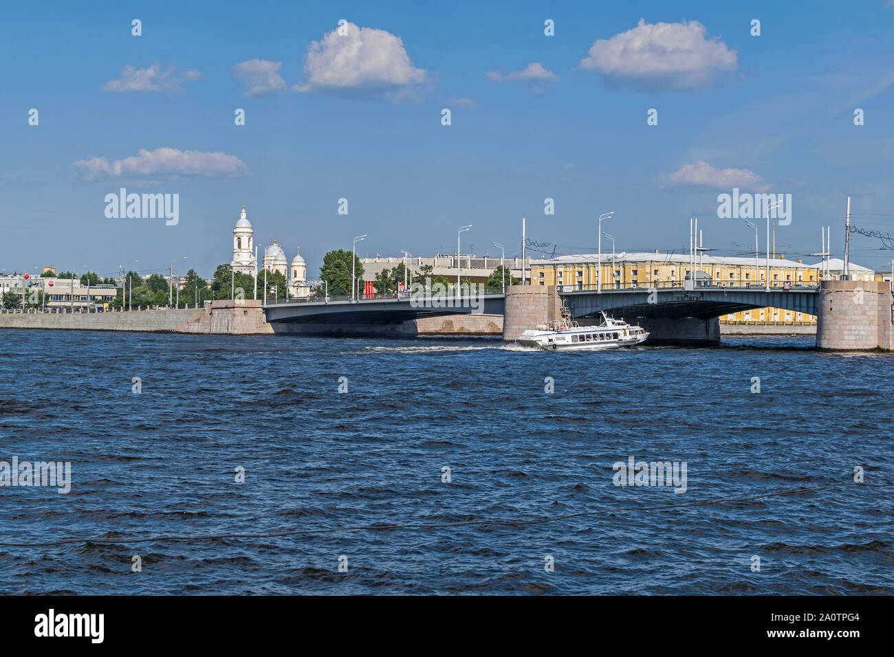 Saint Petersburg, Russia - July 27, 2019: View from the Vasilievsky ...