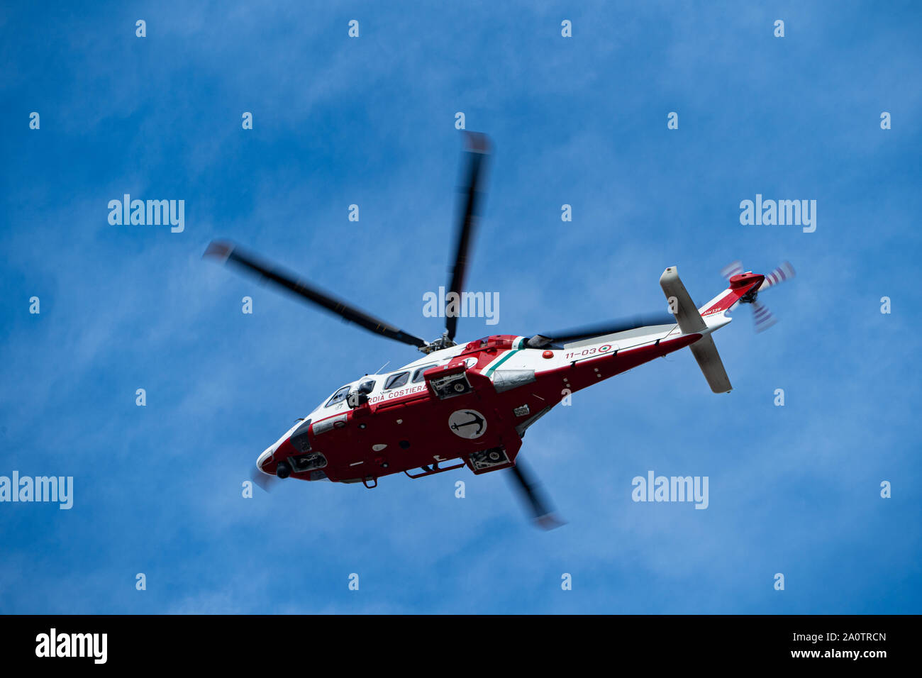 Italian coastguard helicopter over St Mark square, Venice, Italy ...