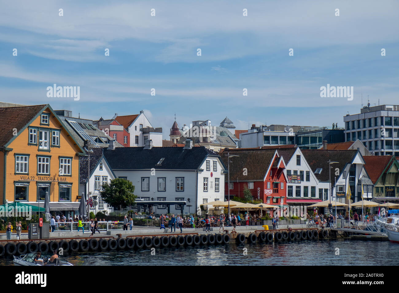 Tourist port of Stavanger on the Norwegian fjord, Lysefjord Stock Photo ...