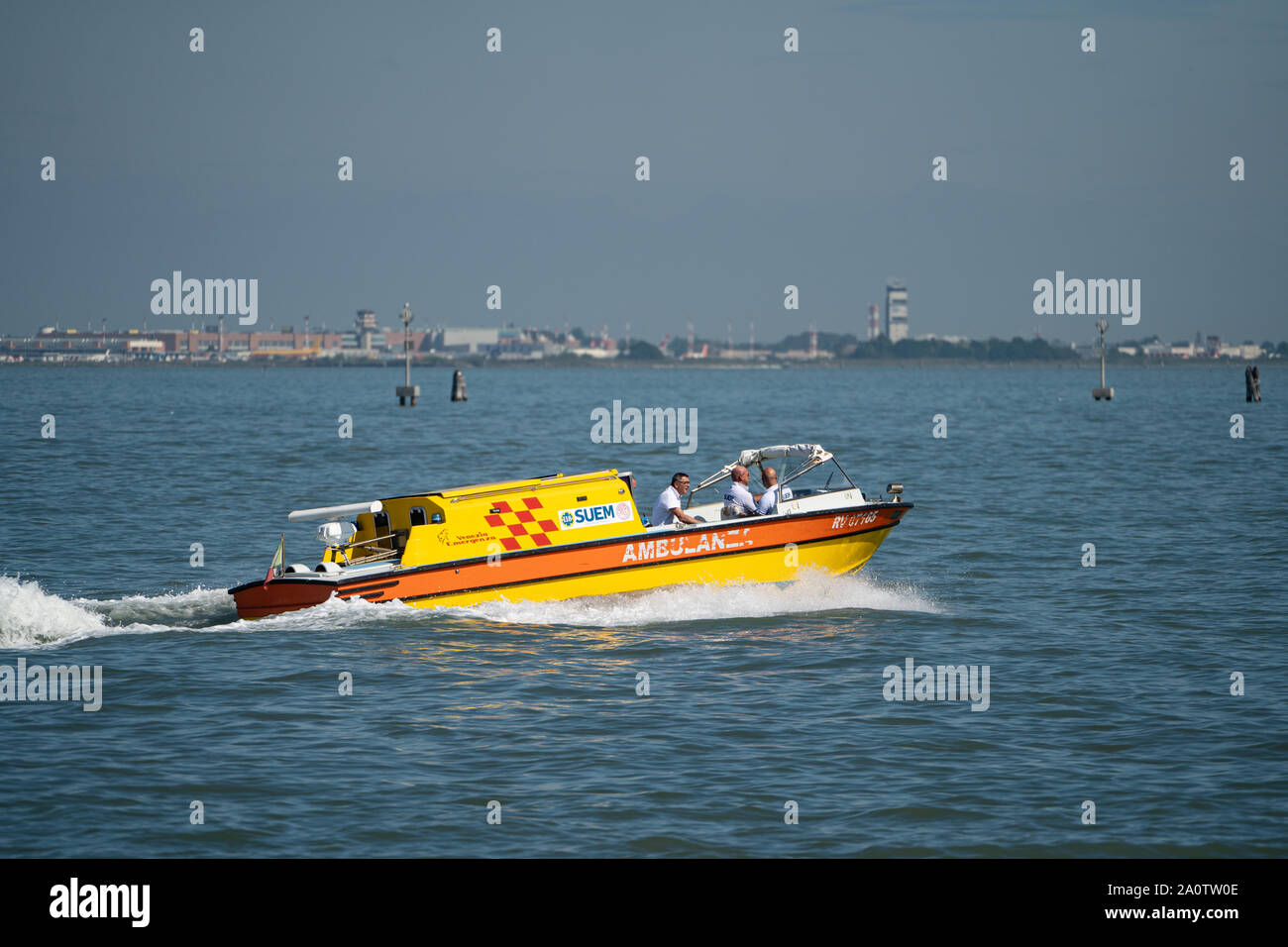 Venice water ambulance (Venezia Emergenza). Venice, Italy Stock Photo ...
