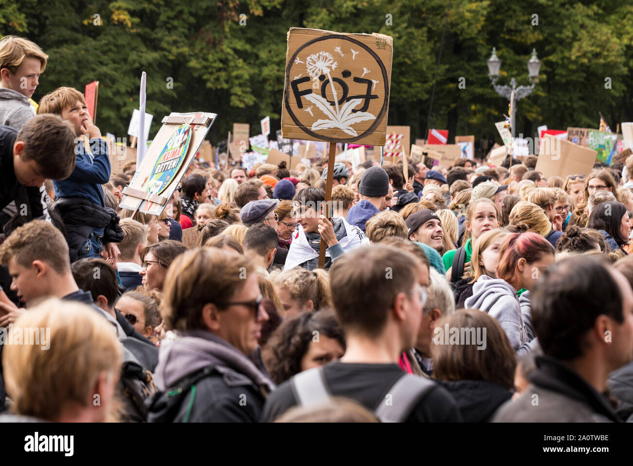 Berlin, Germany 9/20/2019 A Crowd Of Young People Take to Streets Of ...