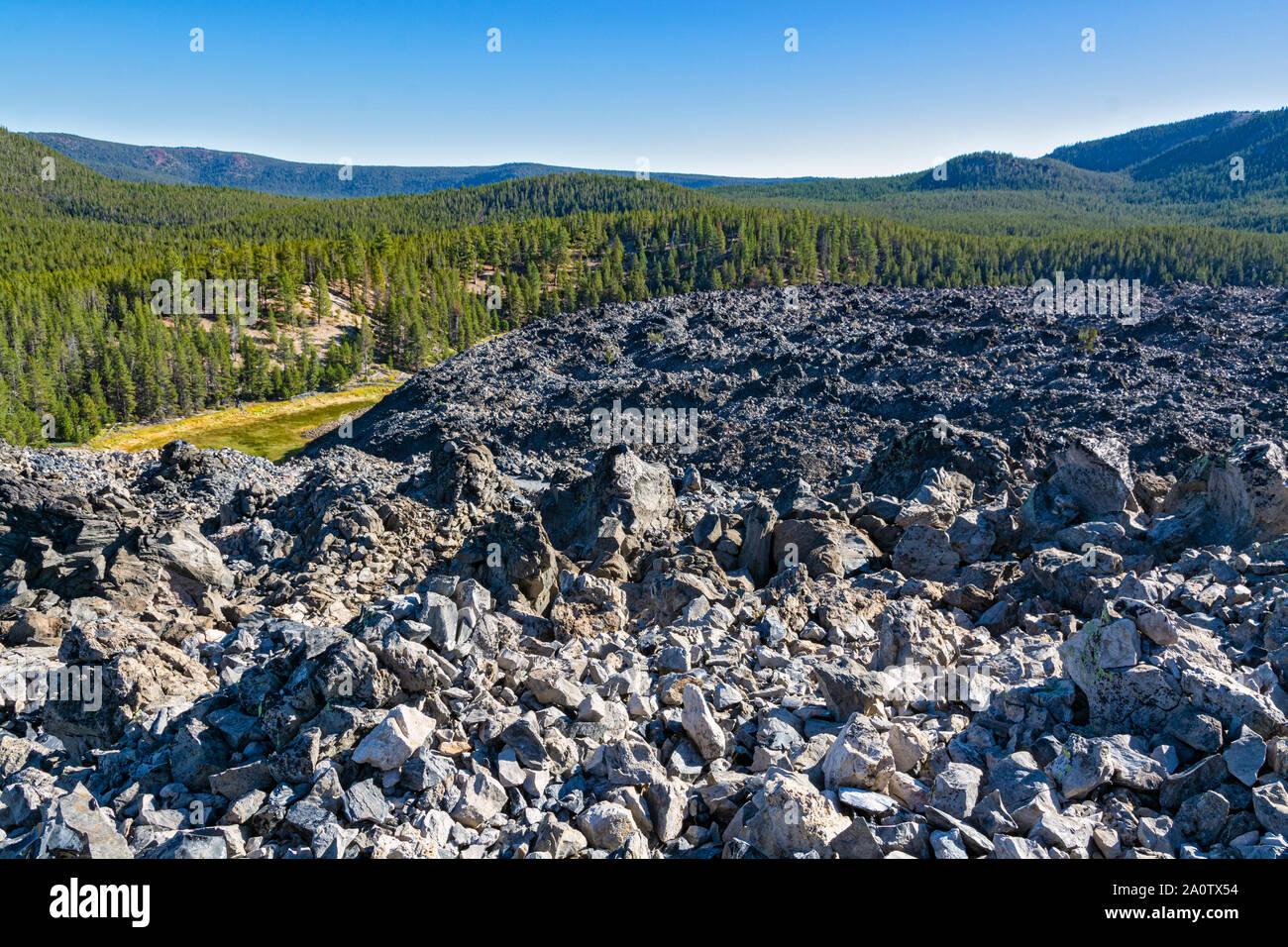 Oregon, Newberry National Volcanic Monument, Big Obsidian Flow Trail Stock Photo - Alamy