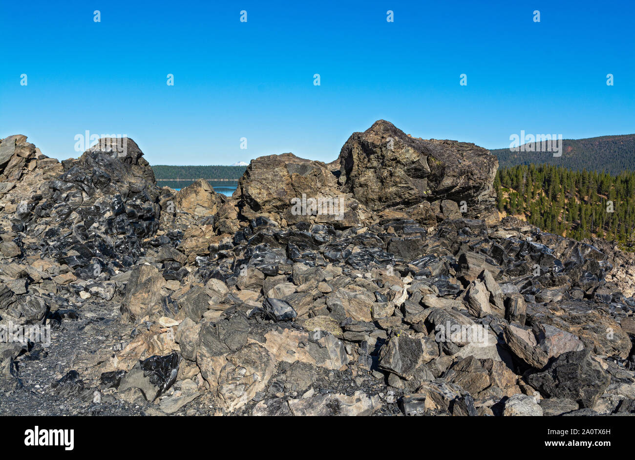Oregon, Newberry National Volcanic Monument, Big Obsidian Flow Trail Stock Photo - Alamy