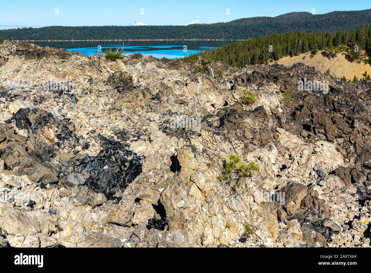 Oregon, Newberry National Volcanic Monument, Big Obsidian Flow Trail Stock Photo - Alamy