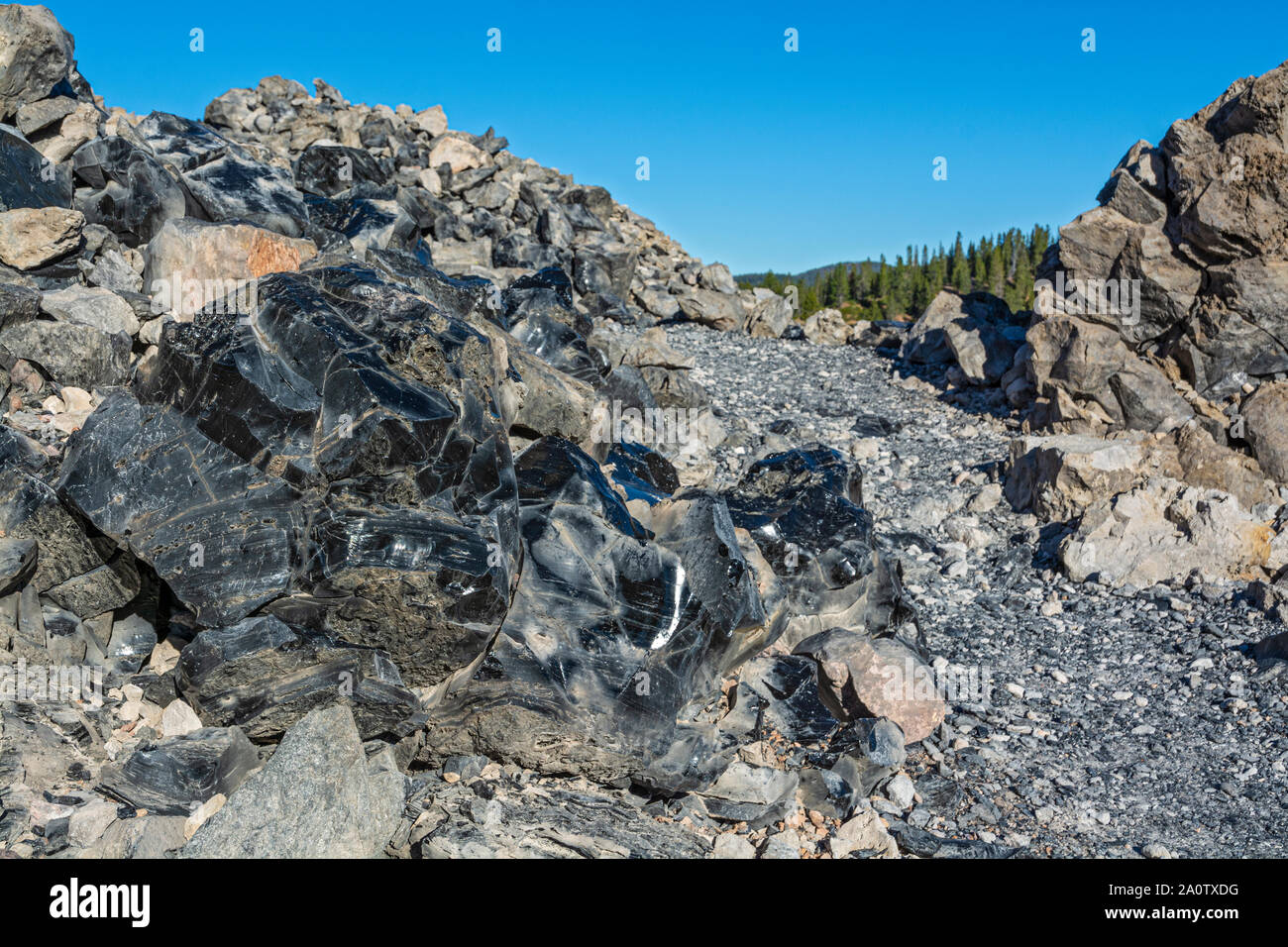 Oregon, Newberry National Volcanic Monument, Big Obsidian Flow Trail Stock Photo - Alamy