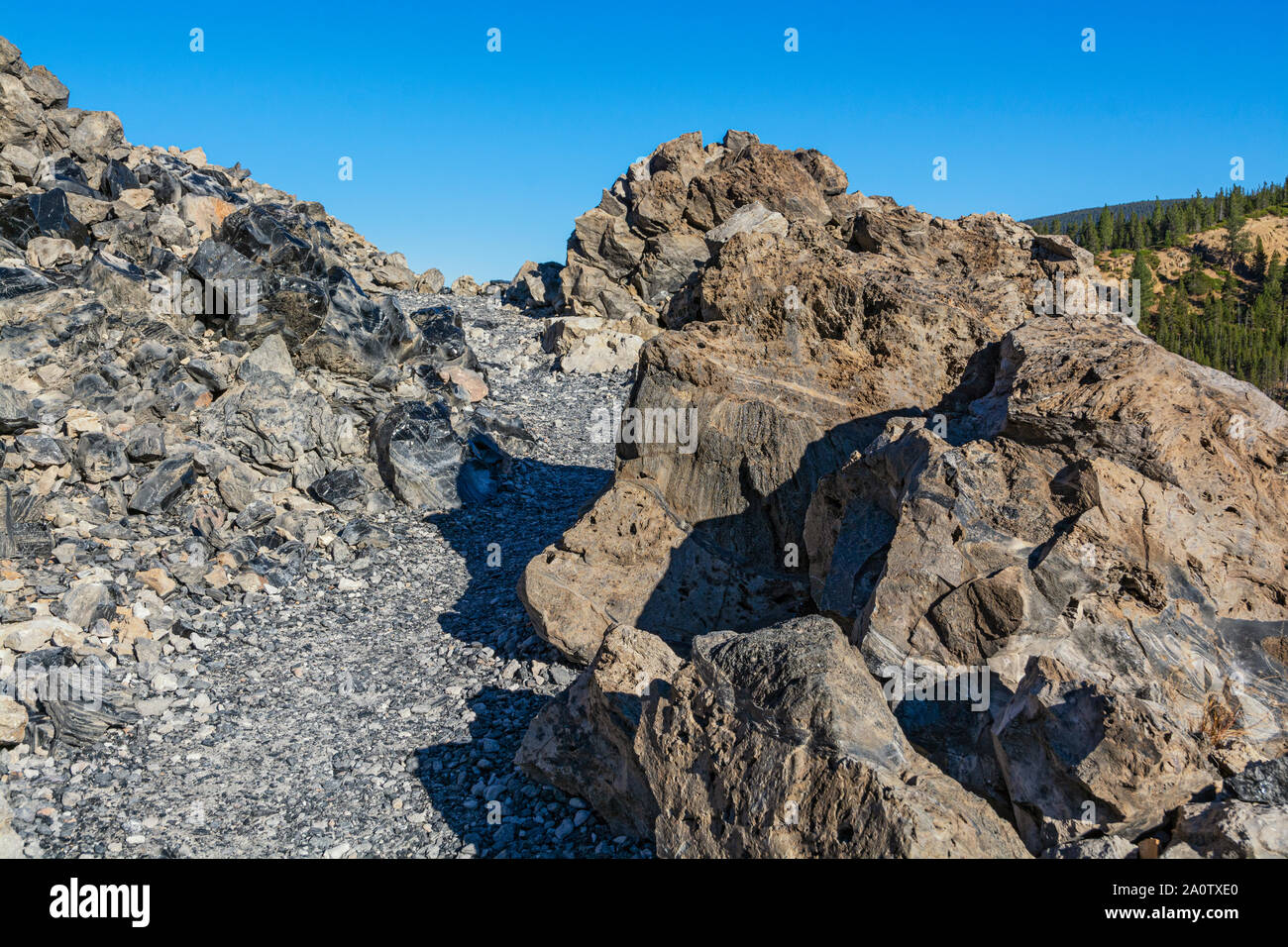 Oregon, Newberry National Volcanic Monument, Big Obsidian Flow Trail Stock Photo - Alamy