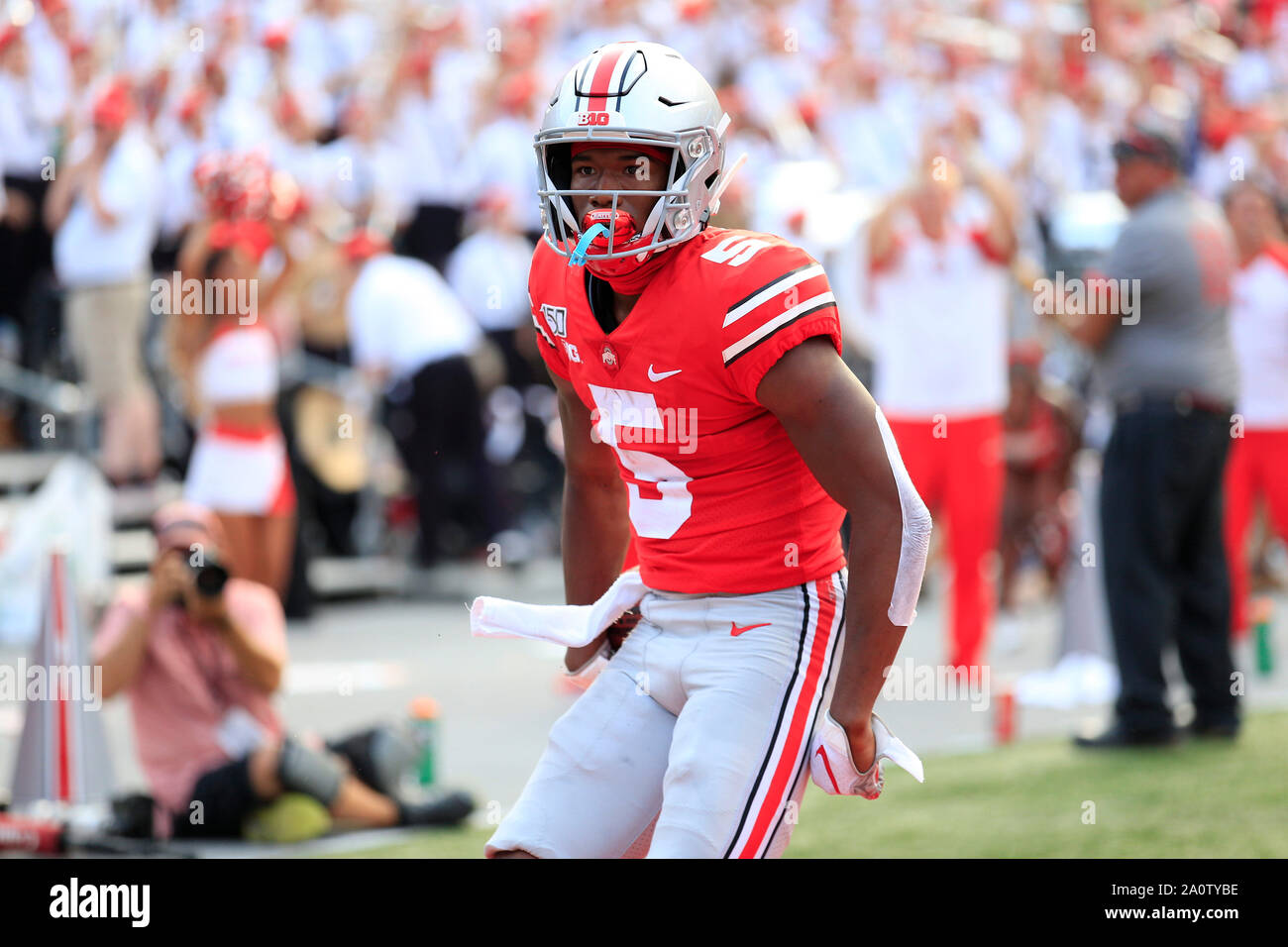 Columbus, Ohio, USA. 21st Sep, 2019. Garrett Wilson (5) of the Ohio ...