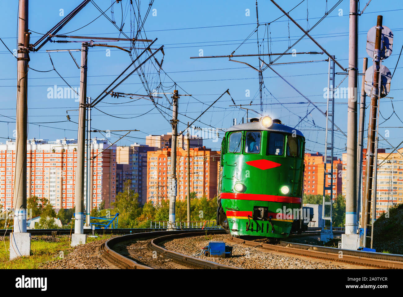 Retro diesel locomotive TE-3 at day time. Moscow. Russia Stock Photo ...