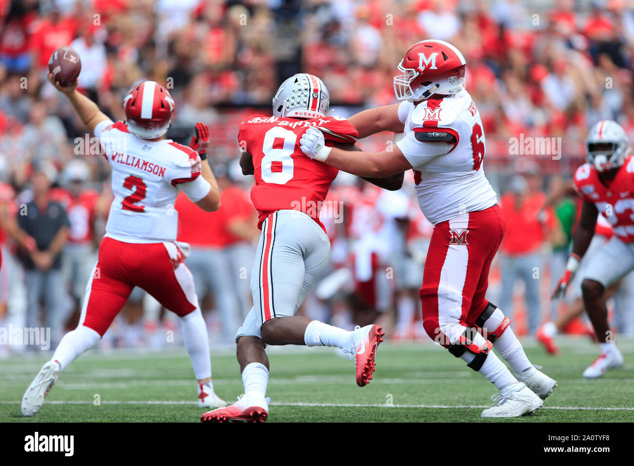 Columbus, Ohio, USA. 21st Sep, 2019. Javontae Jean-Baptiste (8) of the ...