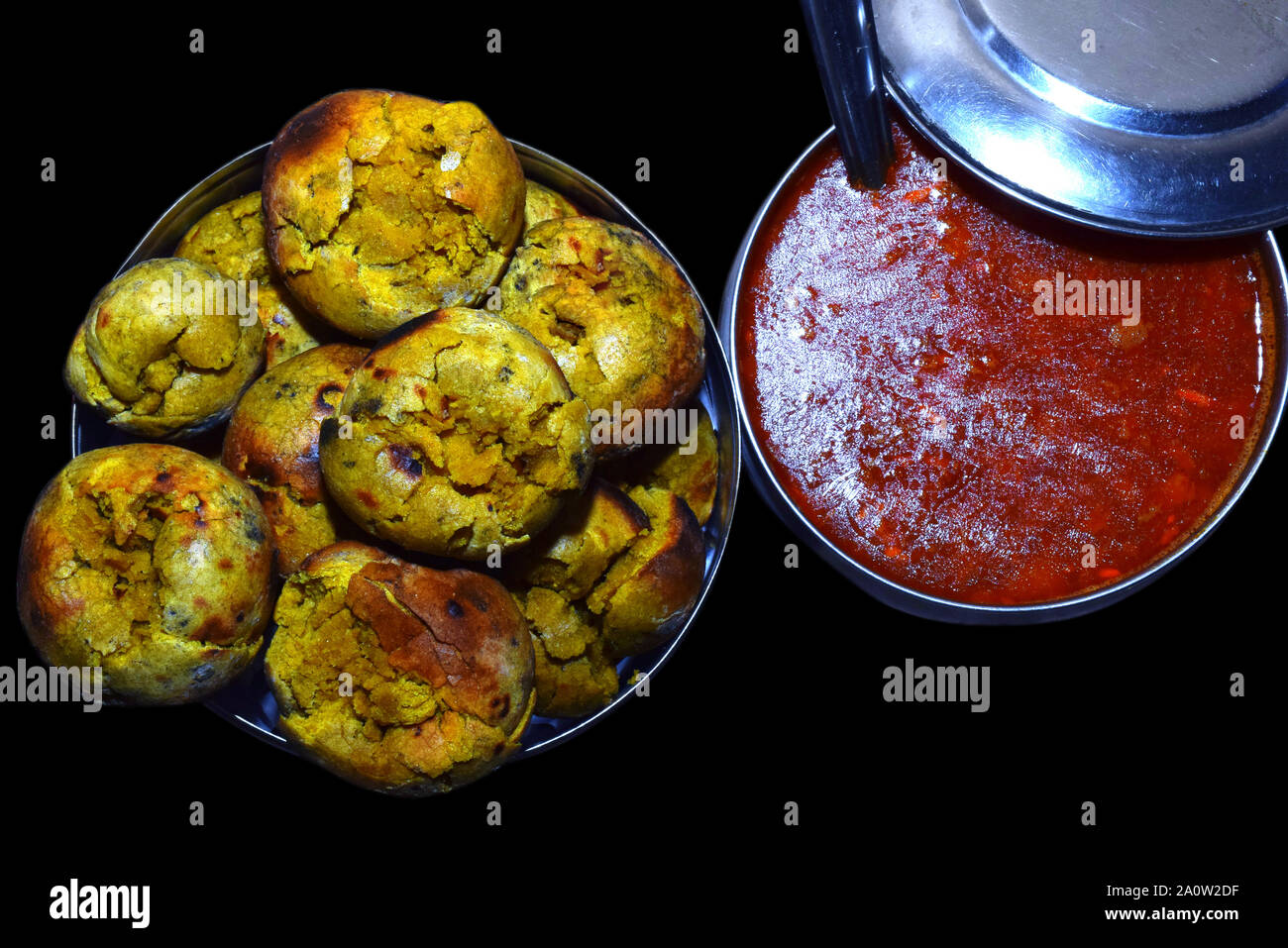 Image of India famous dish isolated, daal baati Stock Photo - Alamy