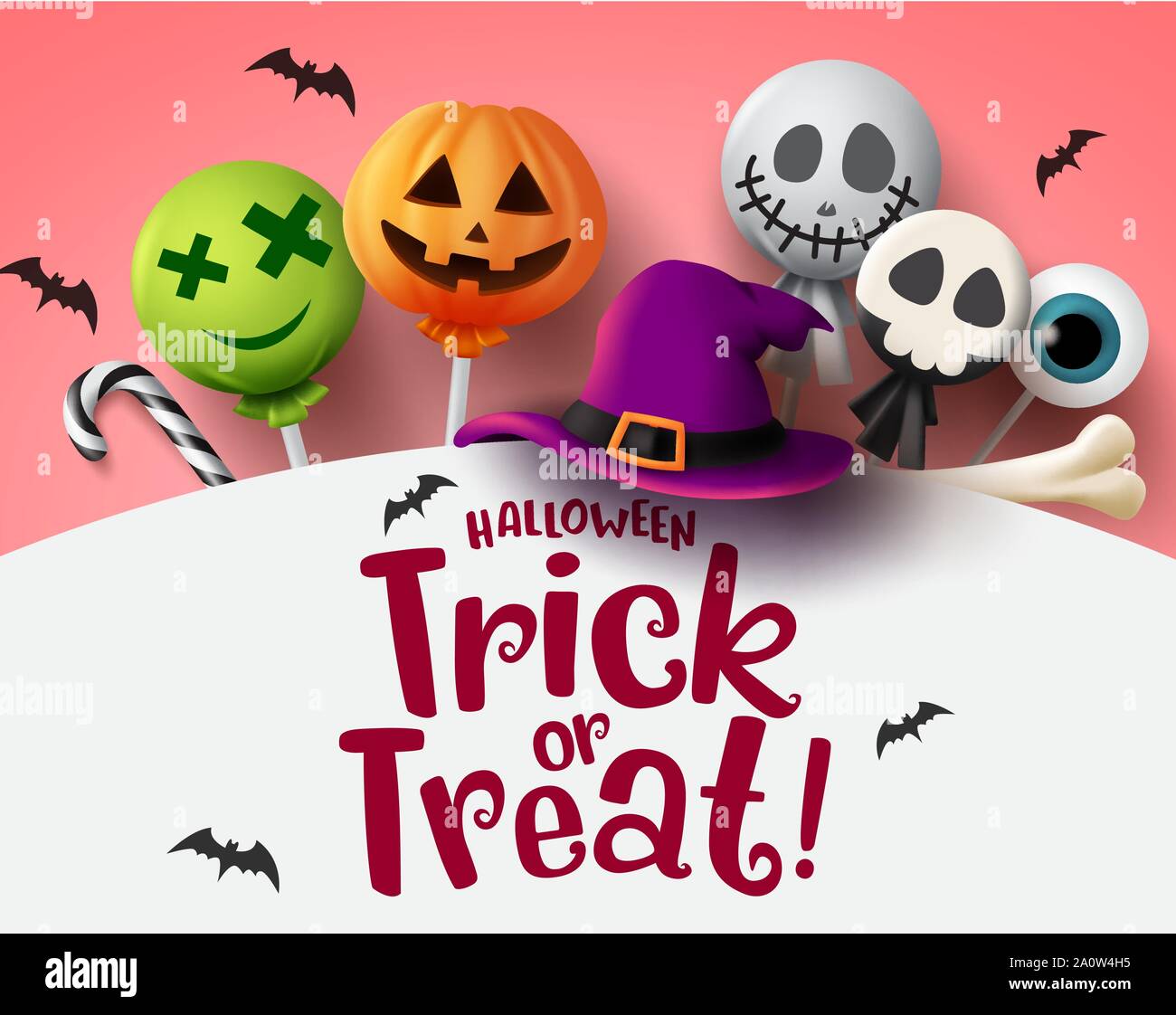 Halloween trick or treat with sweet candies vector background ...