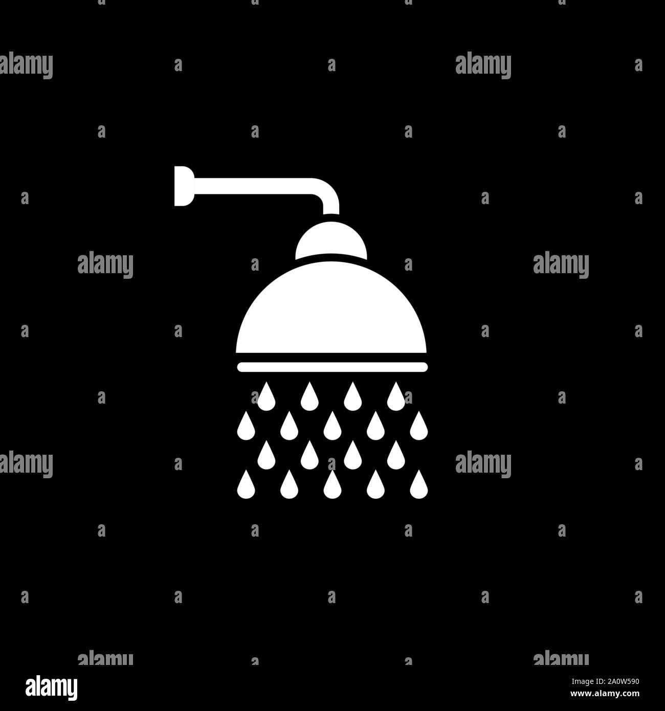 Shower vector icon, Shower faucet flat icon with flowing water drops ...
