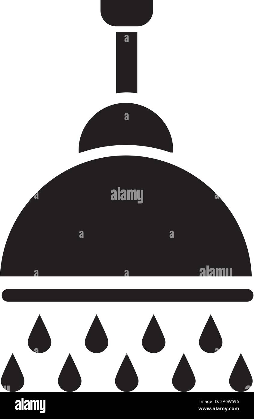 Shower vector icon, Shower faucet flat icon with flowing water drops ...