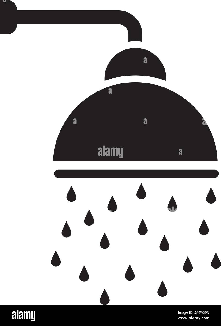 Shower vector icon, Shower faucet flat icon with flowing water drops ...