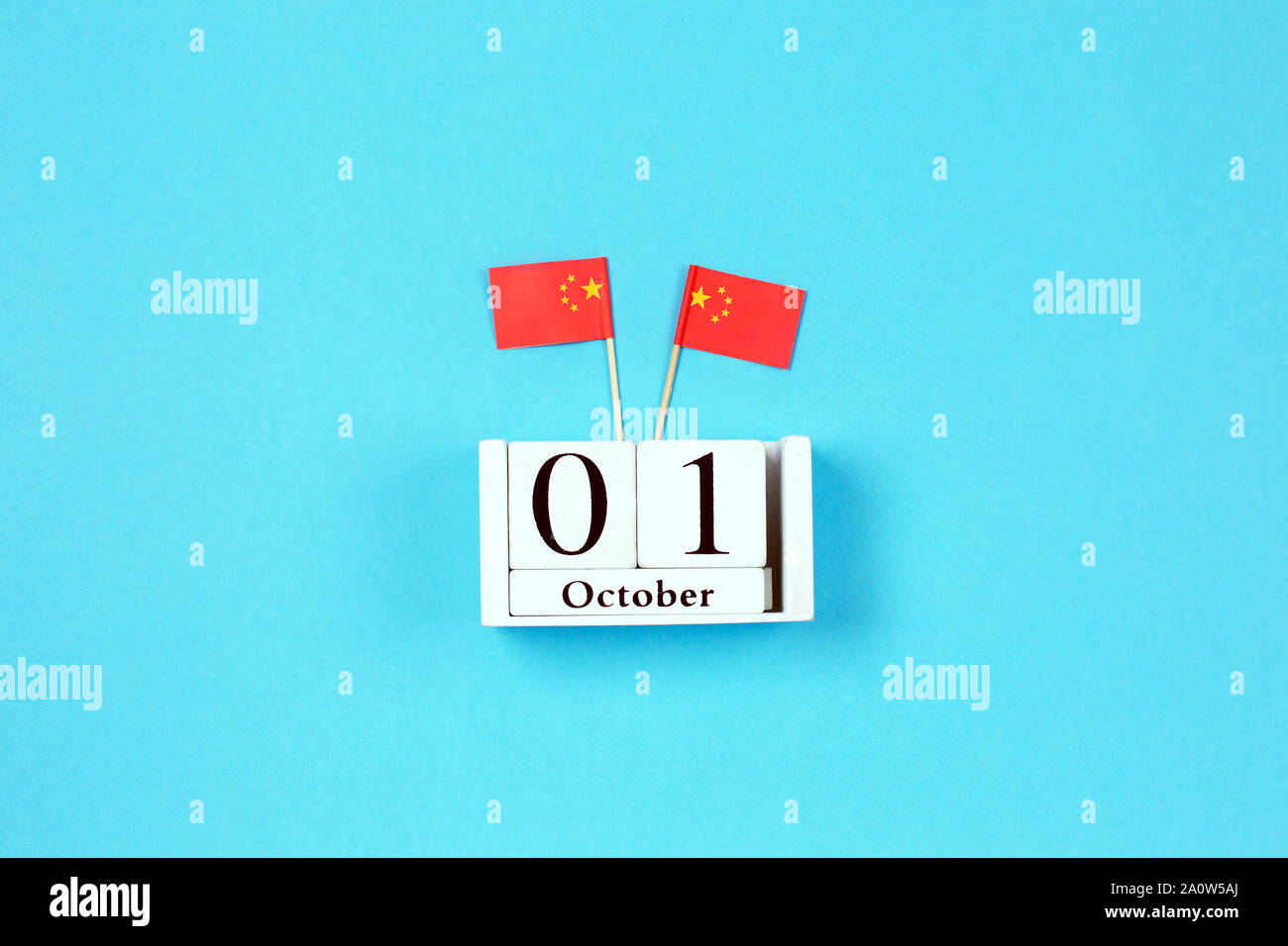 October 1 Wooden calendar on blue background. Concept independence day ...