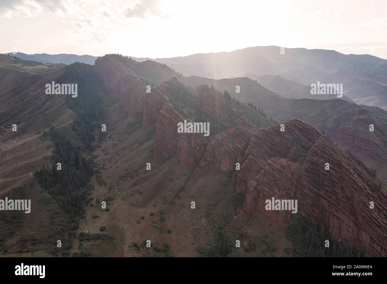 Aerial view of Jeti-Oguz rocks, one of the landmarks in Kyrgyzstan ...