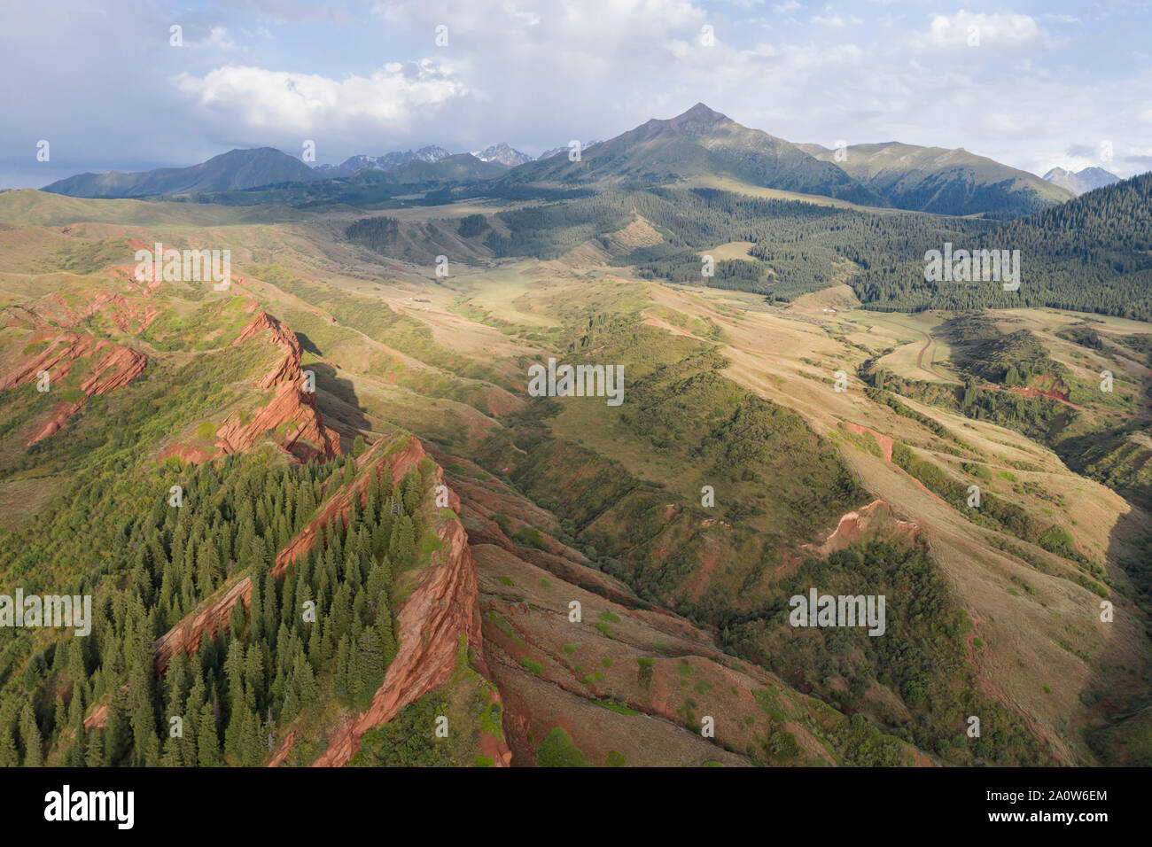 Aerial view of Jeti-Oguz rocks, one of the landmarks in Kyrgyzstan ...