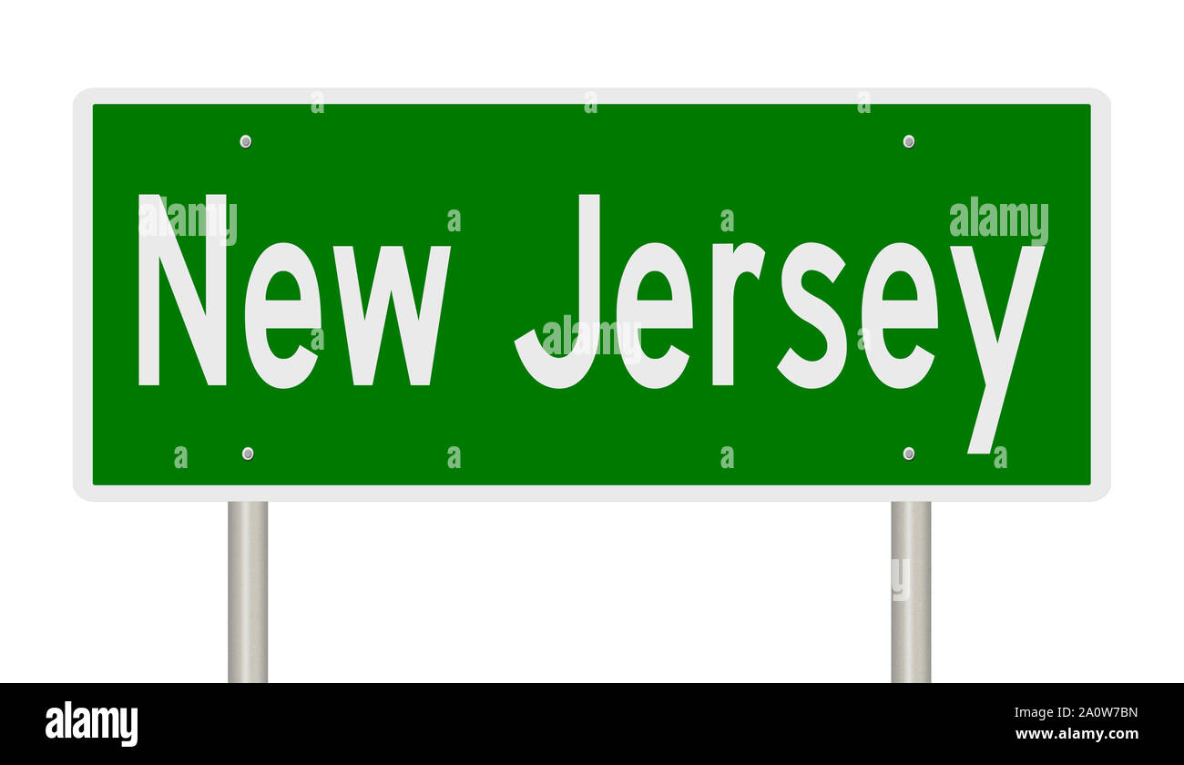 Rendering of a green road sign for New Jersey Stock Photo - Alamy